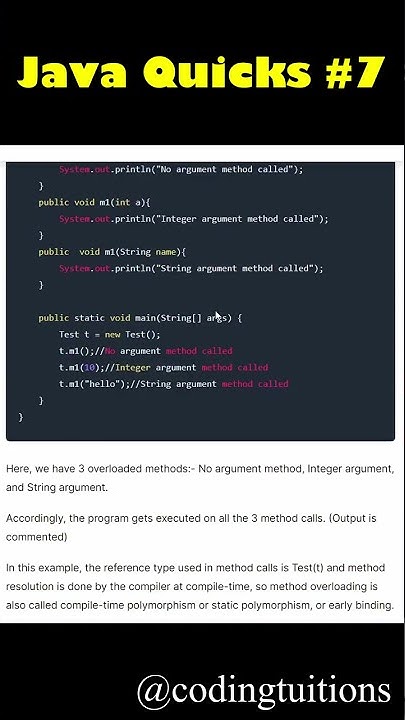 Why method overloading is called compile-time polymorphism? |Java Quicks 7| Java Interview ...