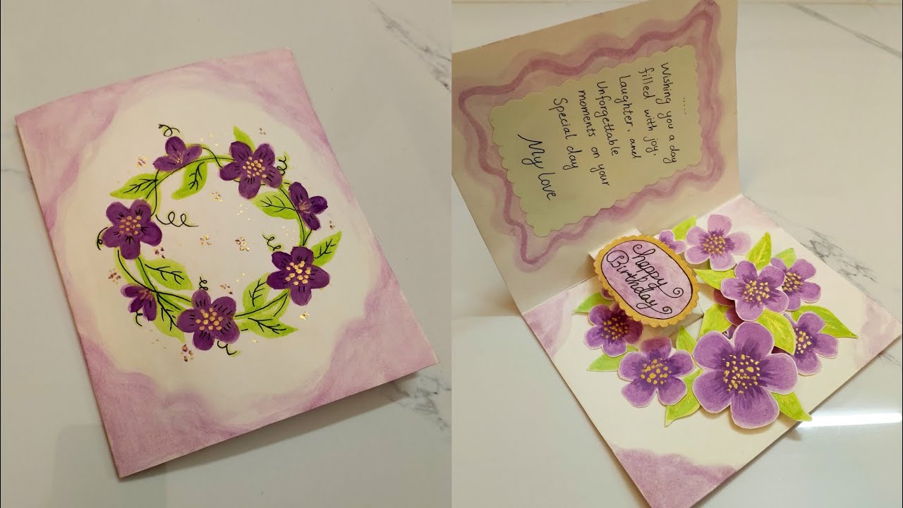 Beautiful Rotating Pop-up Flowers Birthday Card | Rotating Flowers Card ...