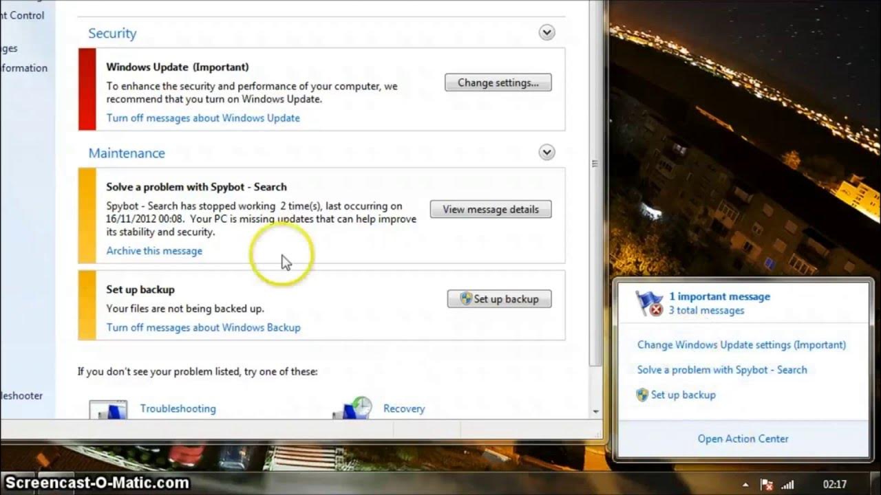 Stop updates and pop-up messages on Windows 7 - YouTube