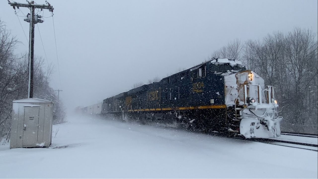 Massive Snowstorm Meets CSX Intermodal Train I009! (3/14/23) [4K60 ...