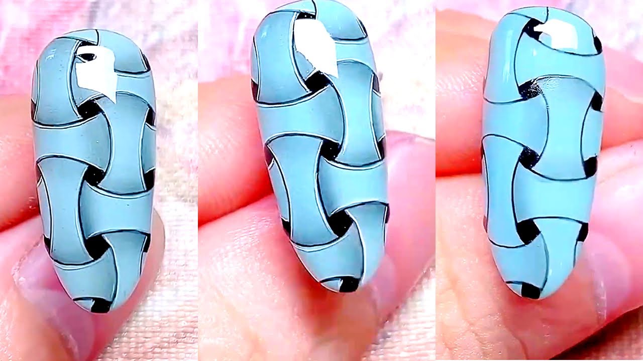 Hand Painted Nails - Woven Fabric Nail Art - Woven Nail Art - Hand ...