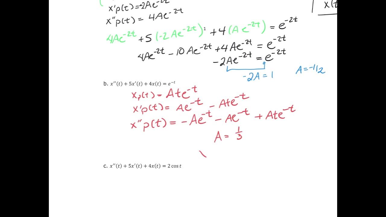 MATH212 Section 3.4 - Second Order Linear Non-homogeneous ODE - YouTube