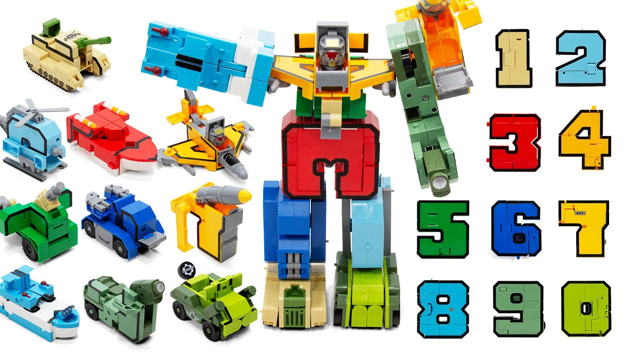 1,2,3 Number Individual Transformation Robot Police Car,Tank,Helicopter ...