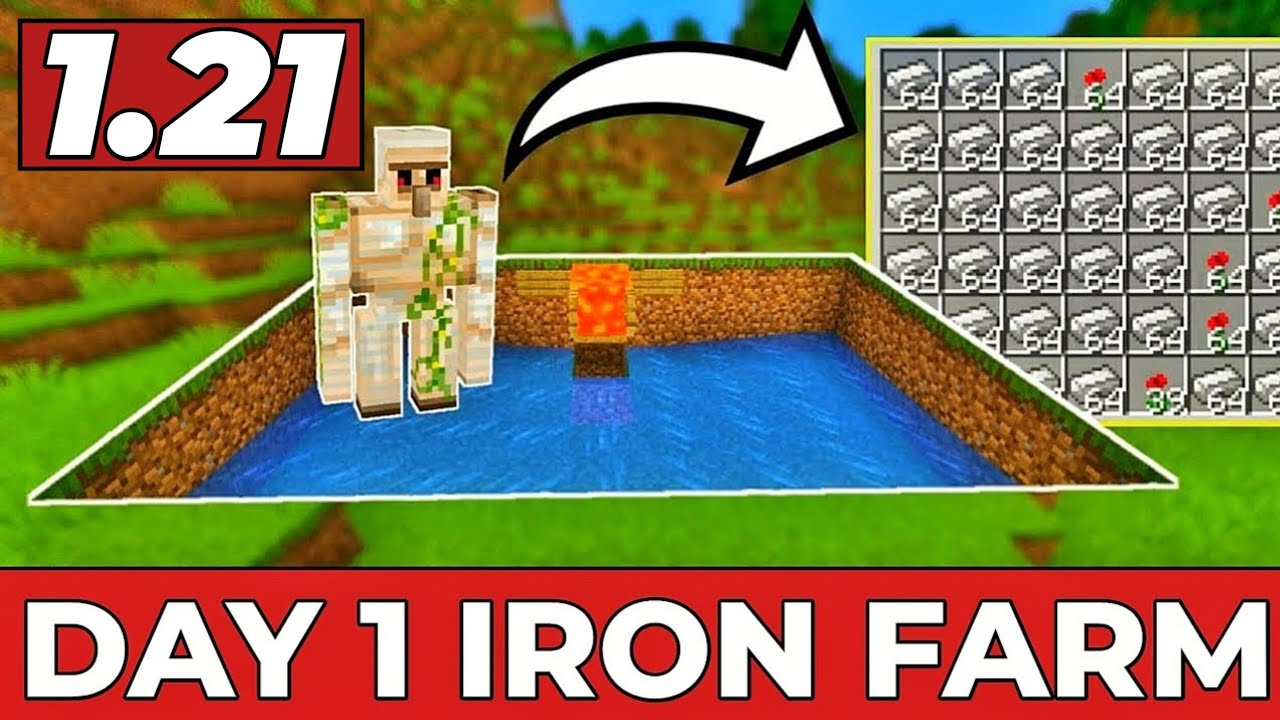 MINECRAFT 1.21 IRON FARM TUTORIAL | Day 1 iron farm - YouTube