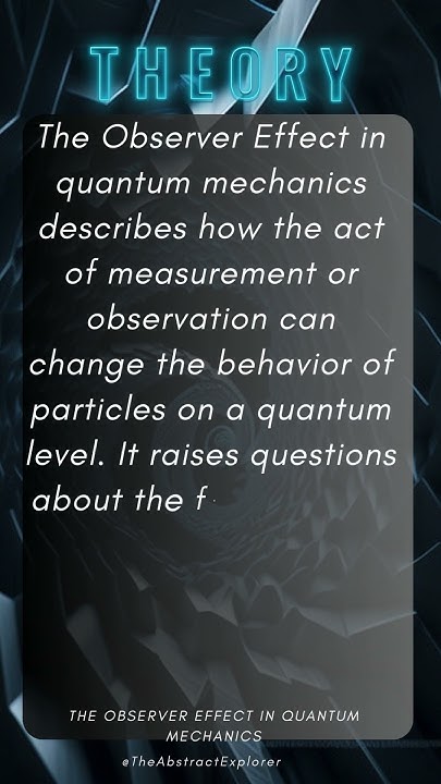 The Observer Effect in Quantum Mechanics - YouTube