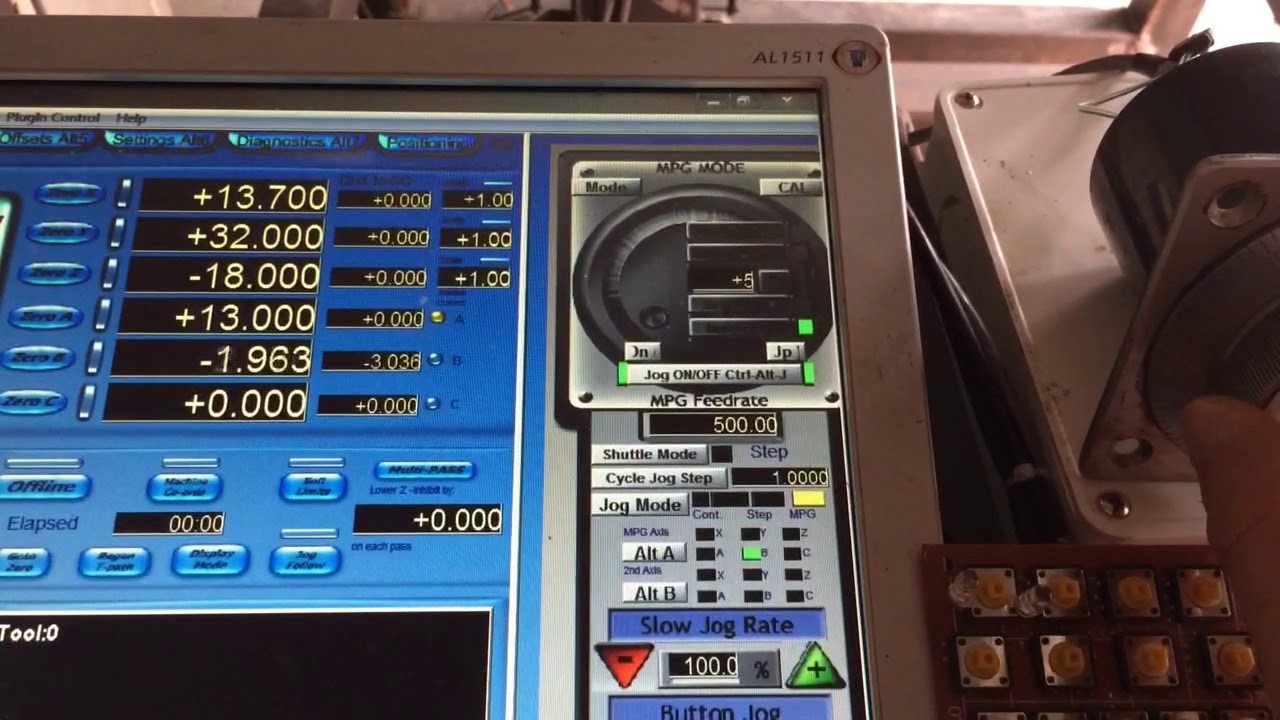 [5 Axes Milling CNC] Demo MPG on Mach3 - Set Zero - YouTube