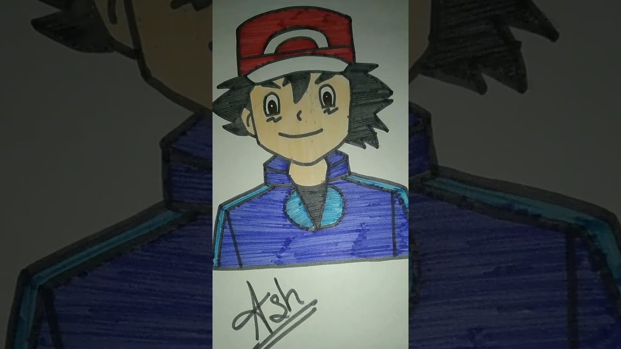 Ash drawing with colour | pokemon Ash | sketch colour - YouTube