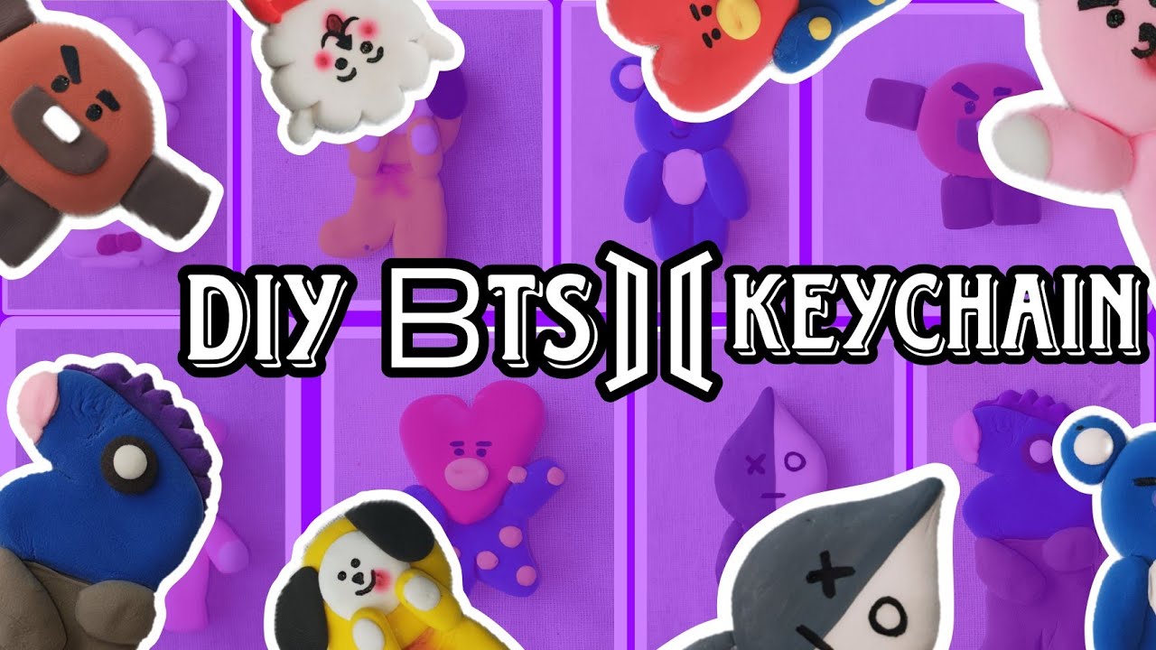 Diy BT21 All Characters made with super clay | Super clay keychain ...