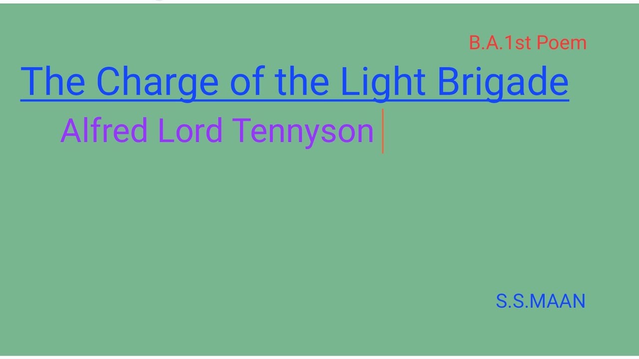 #The_Charge of the Light Brigade poem by Alfred Lord Tennyson) BA 1st ...