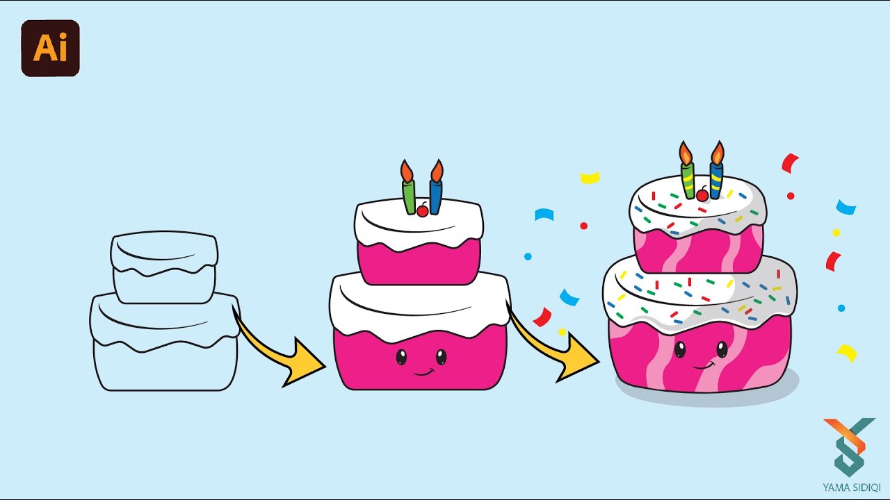 Cake design in Illustrator🍰🔥 - YouTube