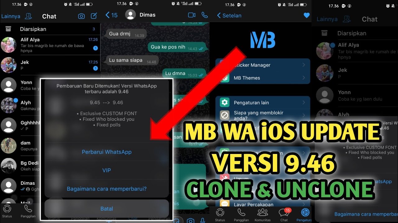 NEW UPDATE MB WA IOS V9.46 | UBAH WA ANDROID JADI IPHONE - YouTube