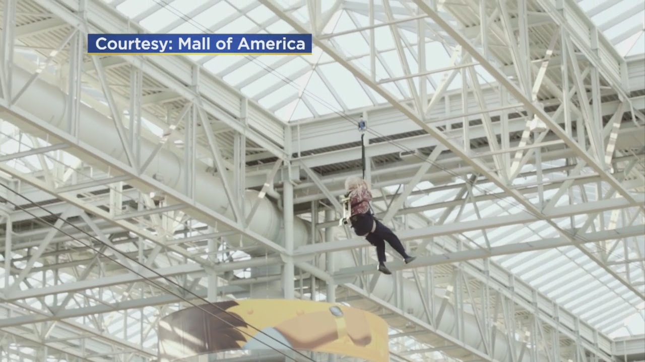 93-Year-Old Takes To Zipline At Mall Of America - YouTube