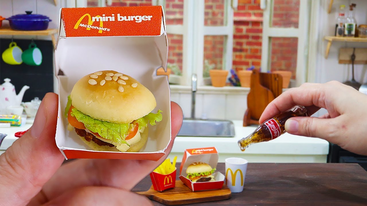 MOST SATISFYING MINIATURE FOOD cheese burger & fries TOY COOKING SET ...