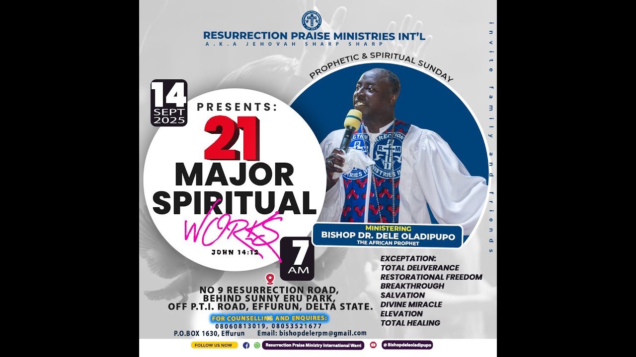 PROPHETIC SUNDAY (21 Major Spiritual Works) - YouTube