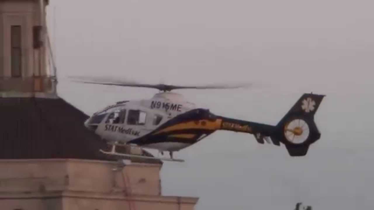 STAT MedEvac 16 N915ME Landing At UPMC Presbyterian - YouTube