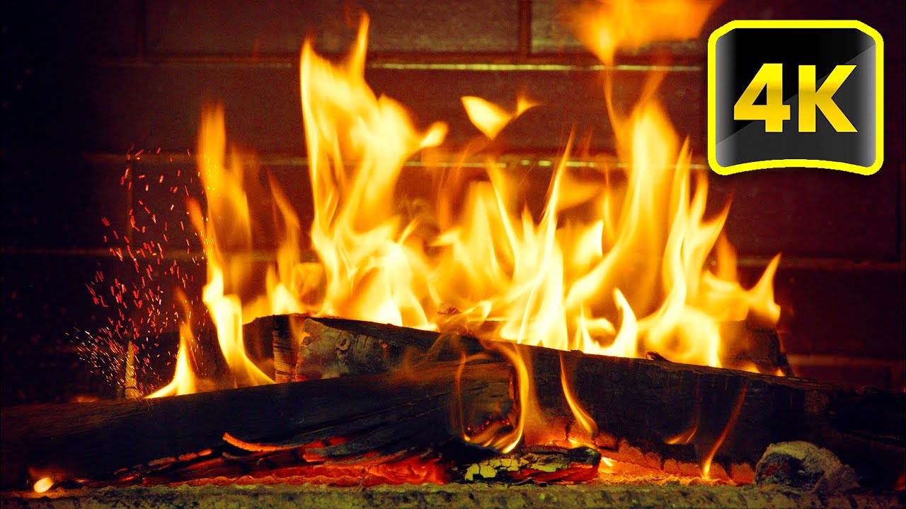 Burn log for 3 hours | Fireplace 4K is burning with crackling sound ...