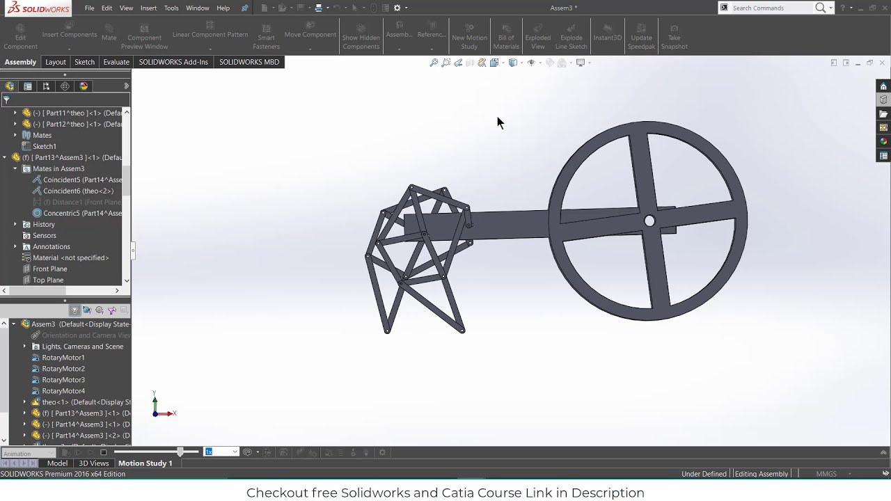 Theo Jansen's Chariot Mechanism in Solidworks - YouTube