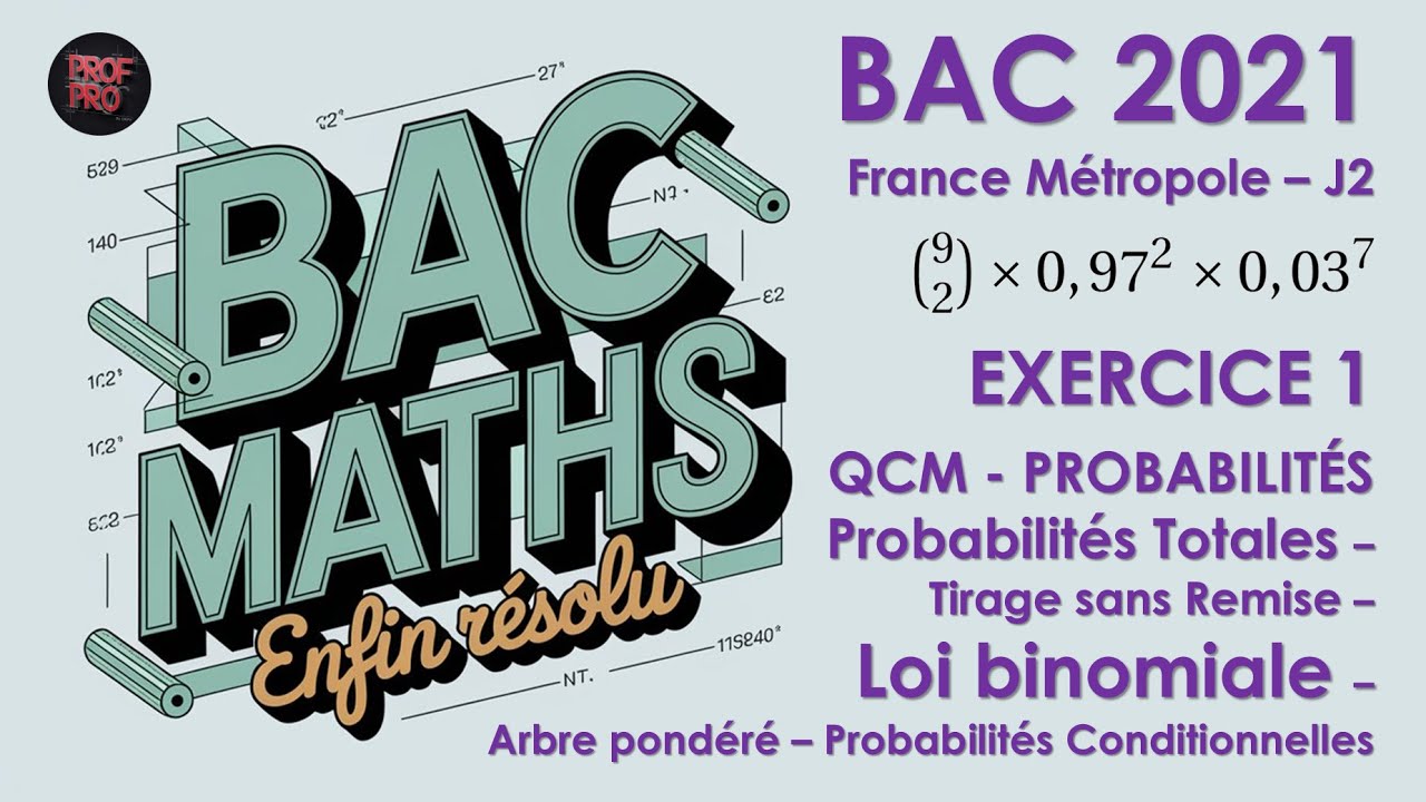 Corrigé du Sujet MATHS BAC 2021 J2 - France Métropole - Exercice 1 ...