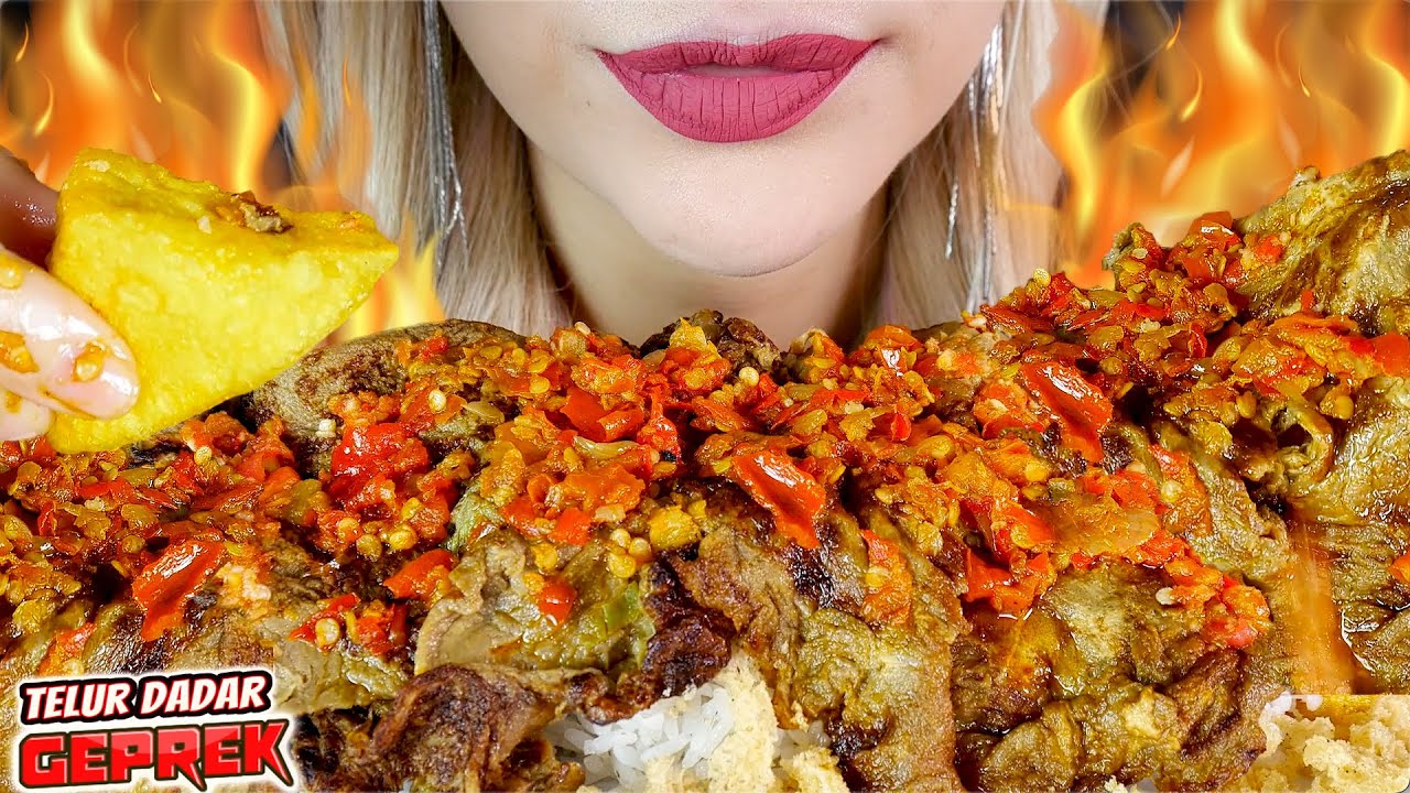 Praktis Enak Bikin Nagih ️asmr Telor Dadar🍳sambal Geprek Pedas🥵🔥 Spicy
