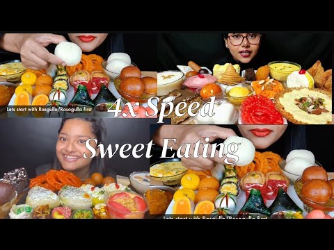 4x Speed Eating Sweets | 4x Speed Eating Sound | Sweets Eating | Indian ...