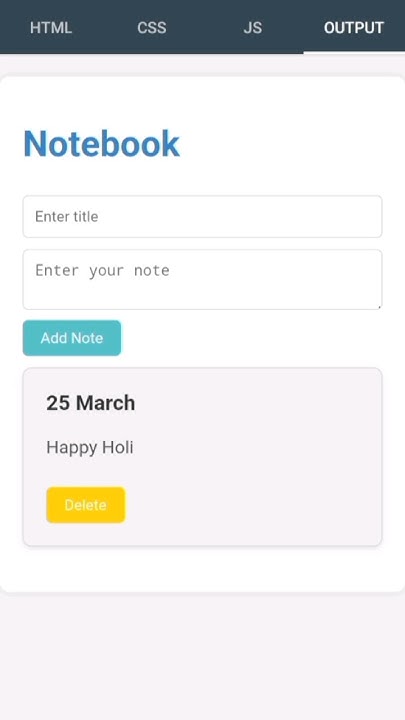 Notebook Using Htmlcss And Javascript Coding Codeproject Programming Project Top Coding