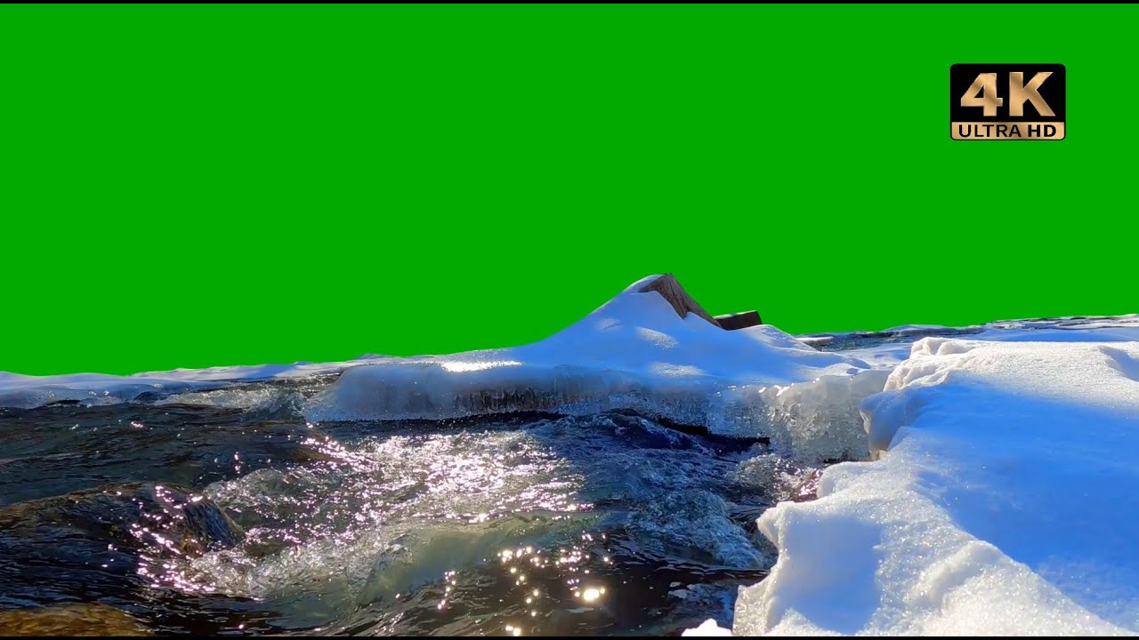 snow river green screen video - YouTube