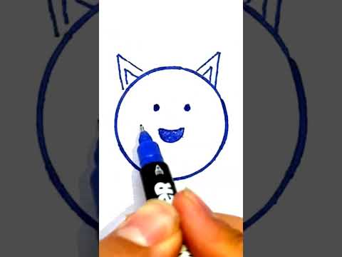 Cat Sketch 😺 , Very Easy and Simple Circle Cat Drawing - YouTube