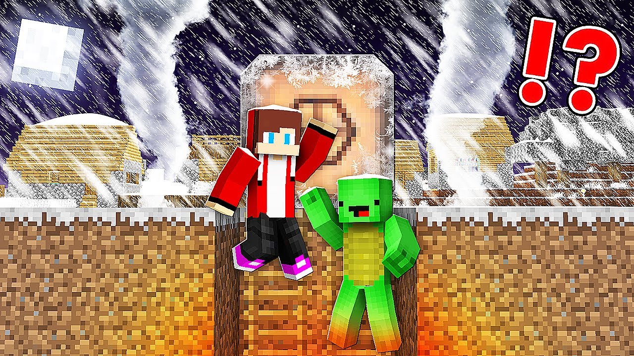 EPIC SNOWSTORM vs. Doomsday Bunker! JJ and Mikey in Minecraft - (Maizen ...
