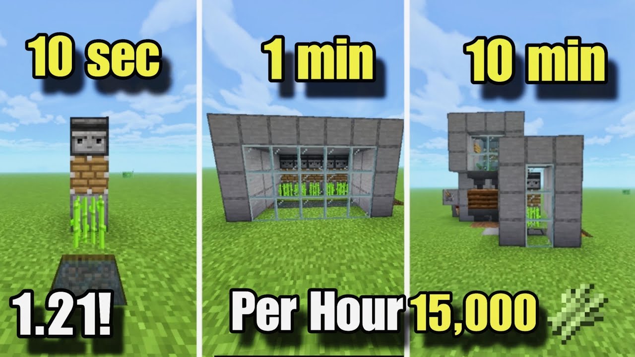 1 min to 10 min Farm Build Challenge in Minecraft pocket edition - YouTube