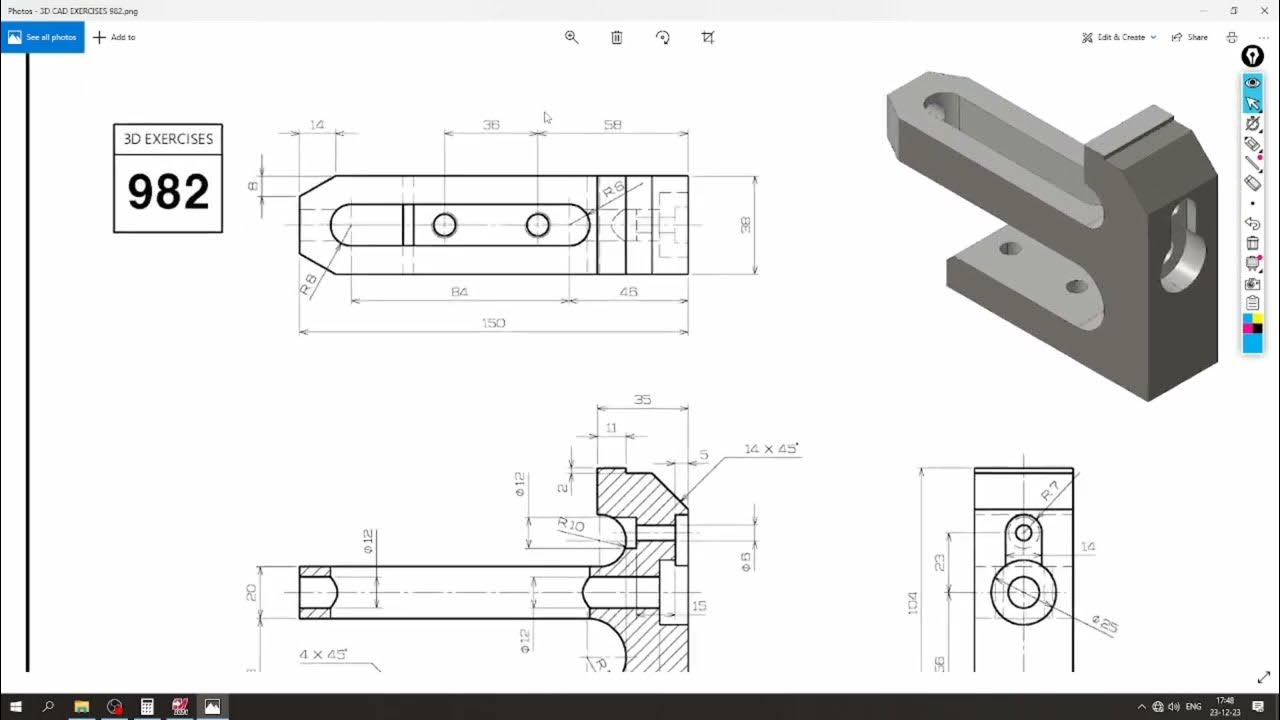Mastercam Cad Tutorials I 3D CAD EXERCISES 982 #cnc #cncmachining # ...