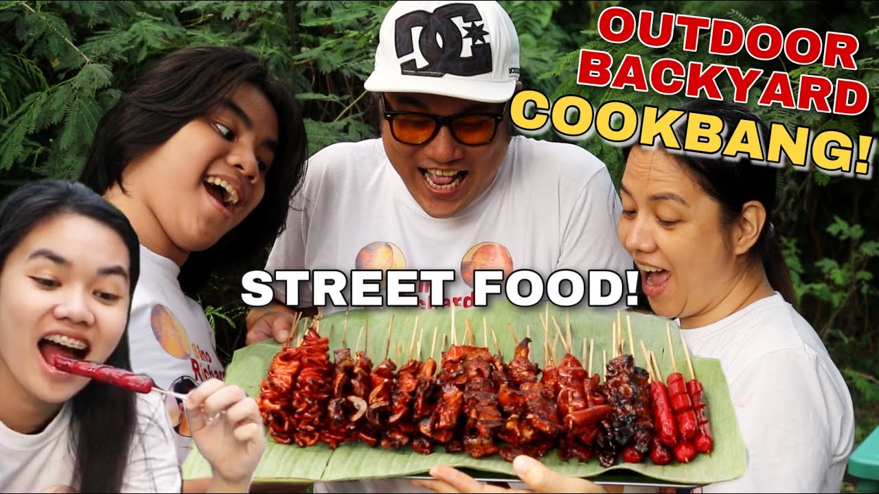 BACKYARD OUTDOOR COOKING MUKBANG! STREET FOOD IHAW IHAW ( mga isaw ng ...