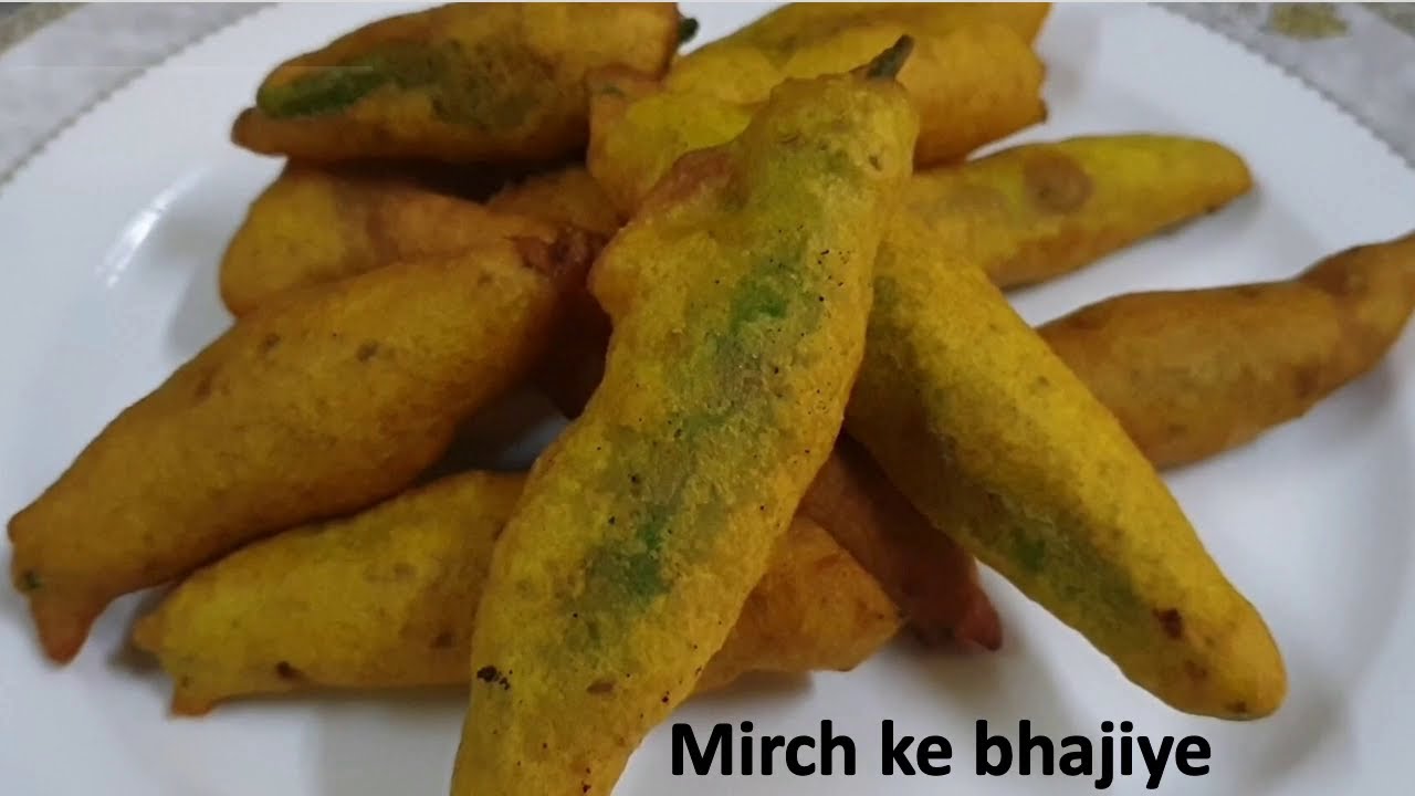 Mirch ke bhajiye - mirch pakode - hari mirch ke pakode - mirch pakora ...