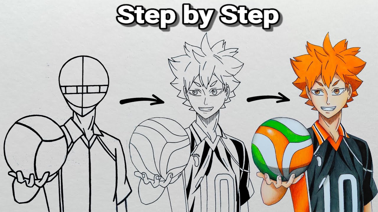 How to Draw Shōyō Hinata Step by step (Tutorial) for beginners||Haikyuu ...