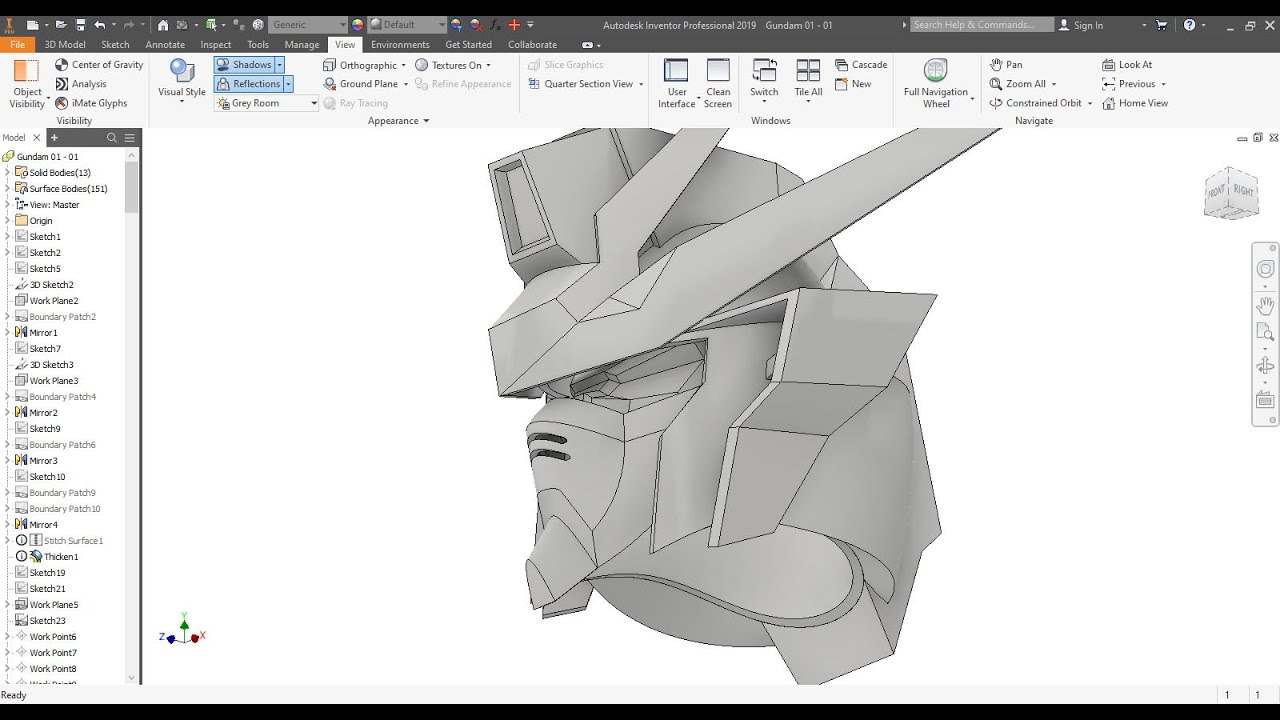 #Gundam Helmet #3D Model #Inventor Studio #No. 3 - YouTube