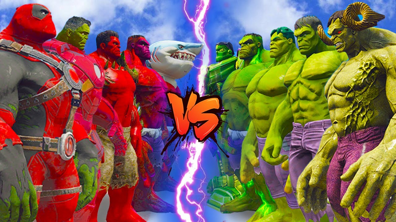 TEAM RED HULK VS TEAM GREEN HULK - EPIC SUPERHEROES WAR - YouTube
