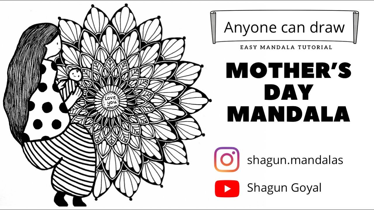 Mother’s Day Mandala Art | Easy mandala art | Doodle Mother’s Day Card ...