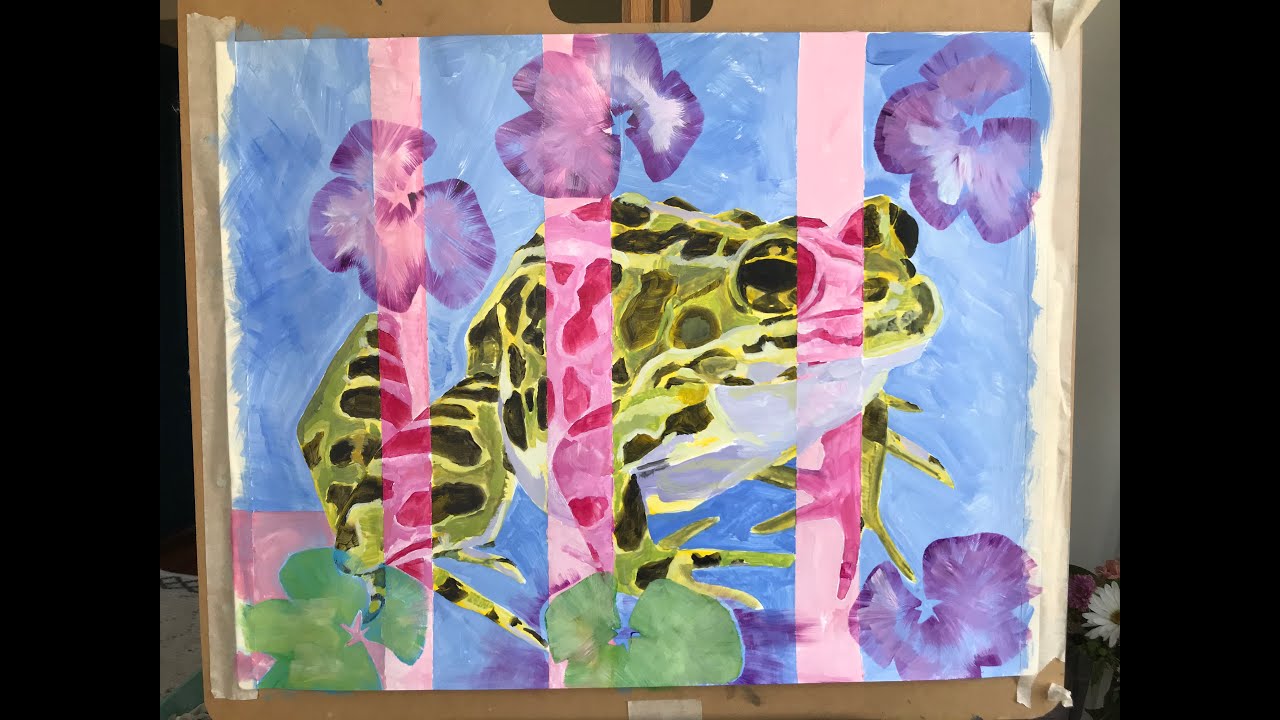 Frog Stripes - Masking Tape and Stencil Painting - YouTube