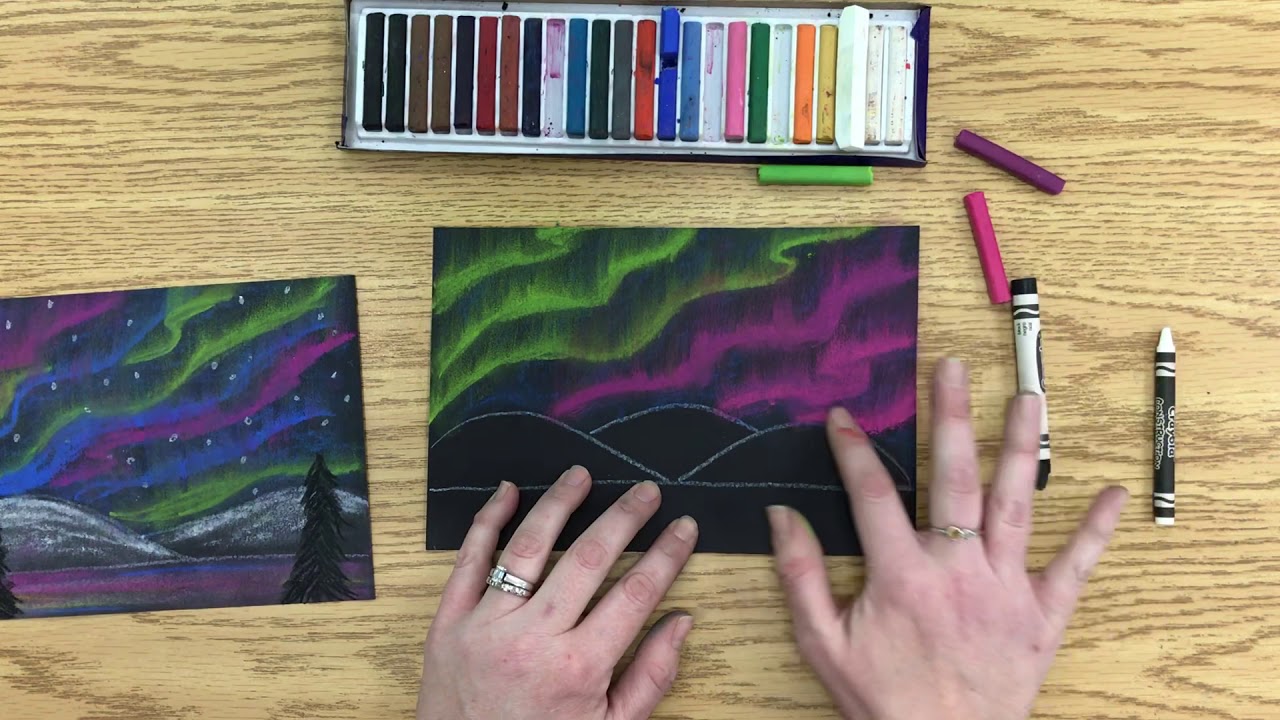 Aurora Chalk Landscape Drawing - YouTube