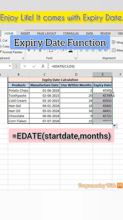 Microsoft Excel Tricks and Shortcuts - Expiry Date Trick #shorts #excel #exceltips # ...