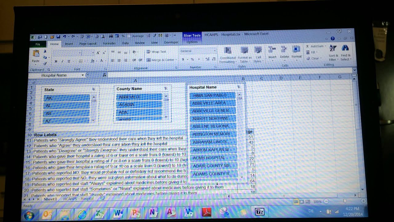 104 Benchmarking Patient Satisfaction - Pivot Table Example - YouTube