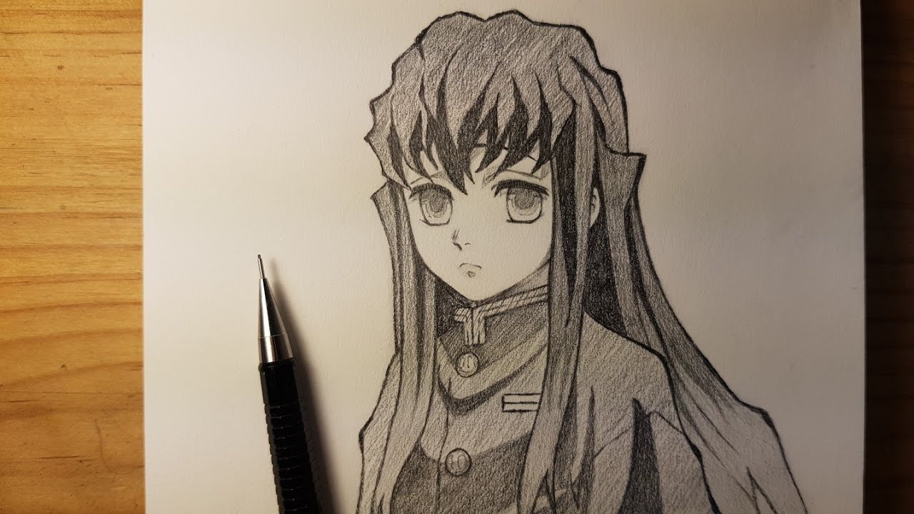 Pencil drawing/ Muichiro Tokito 귀멸의칼날 무이치로 그리기 - YouTube