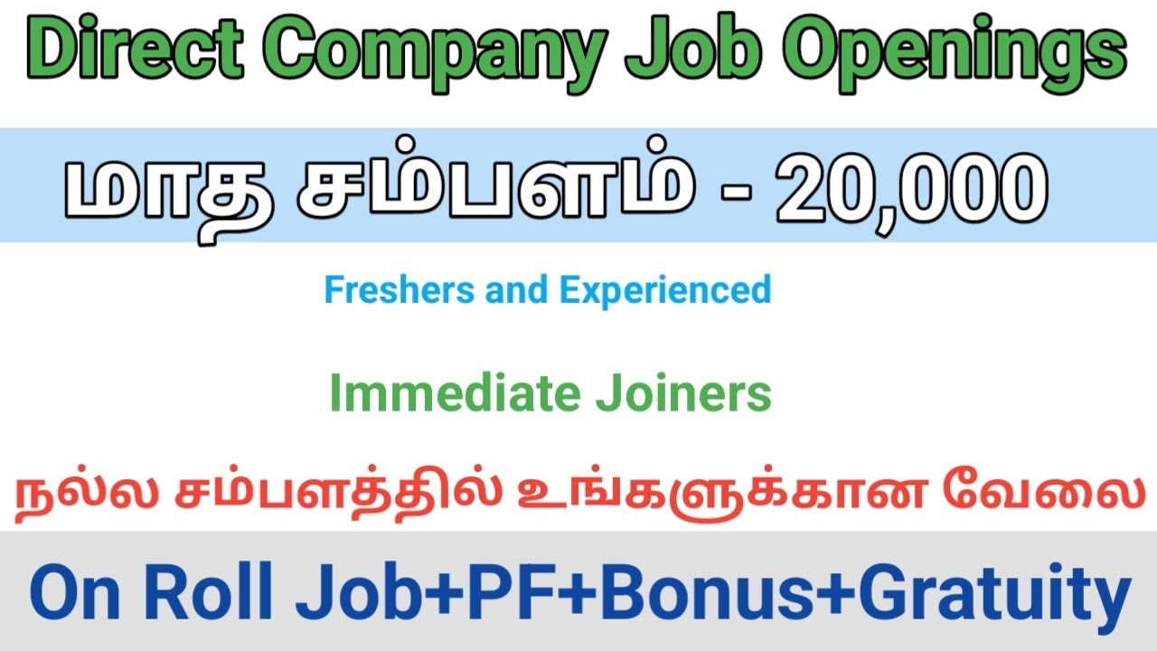 💥20,000 Salary Freshers and Experienced 2024 Job Openings | Tamil Careers - YouTube