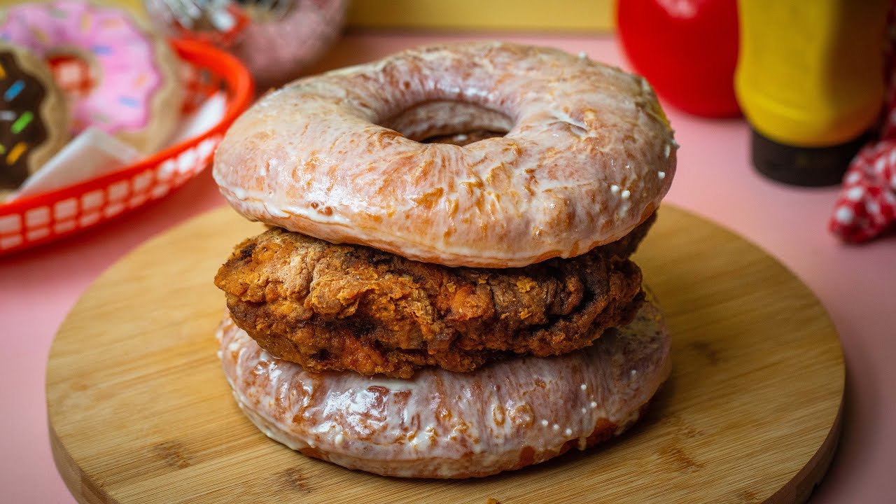 How To Make A Giant Fried Chicken Donut Sandwich - YouTube
