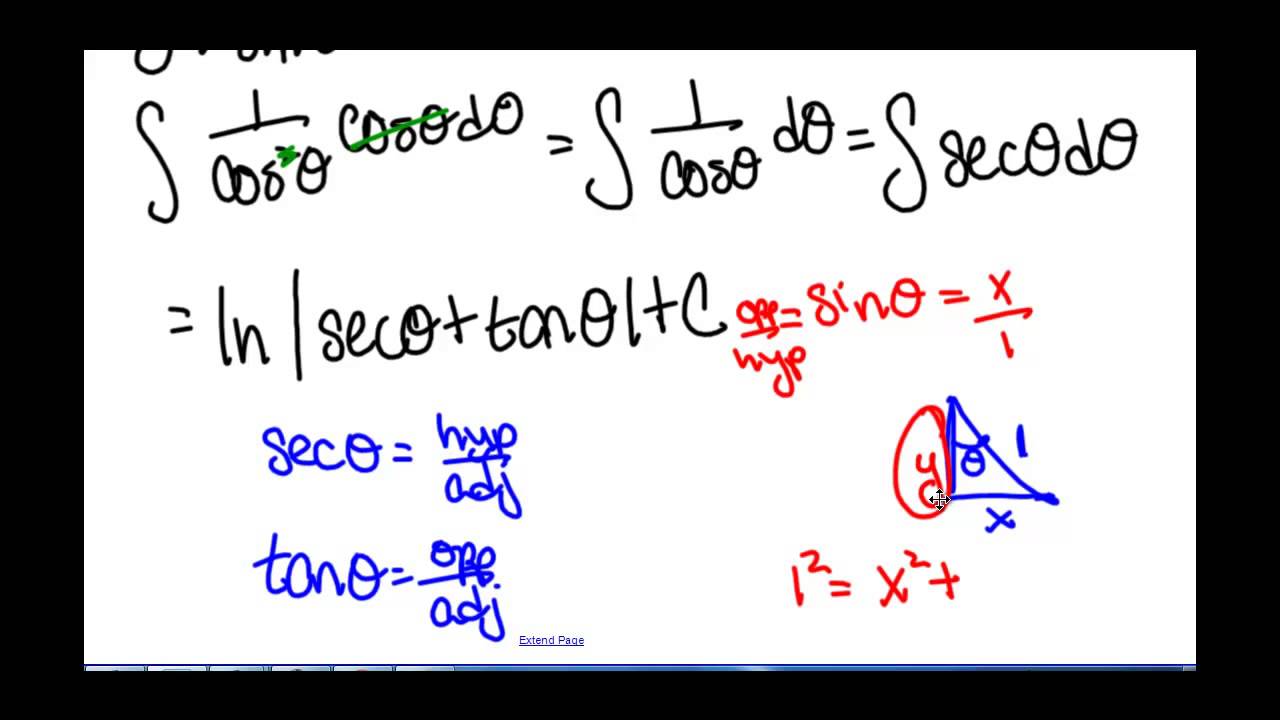 Trig Substitution Teaching Example 2 - YouTube
