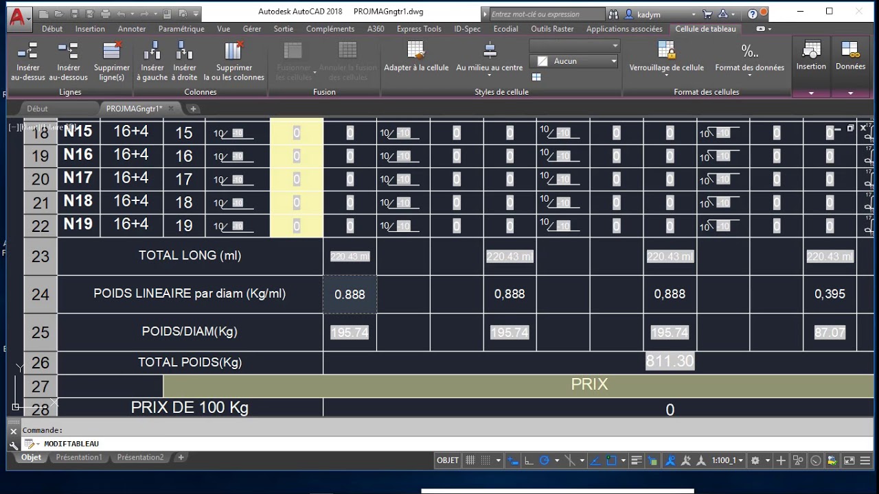 utilisation tableau autocad comme avec excel exemple de plan ...