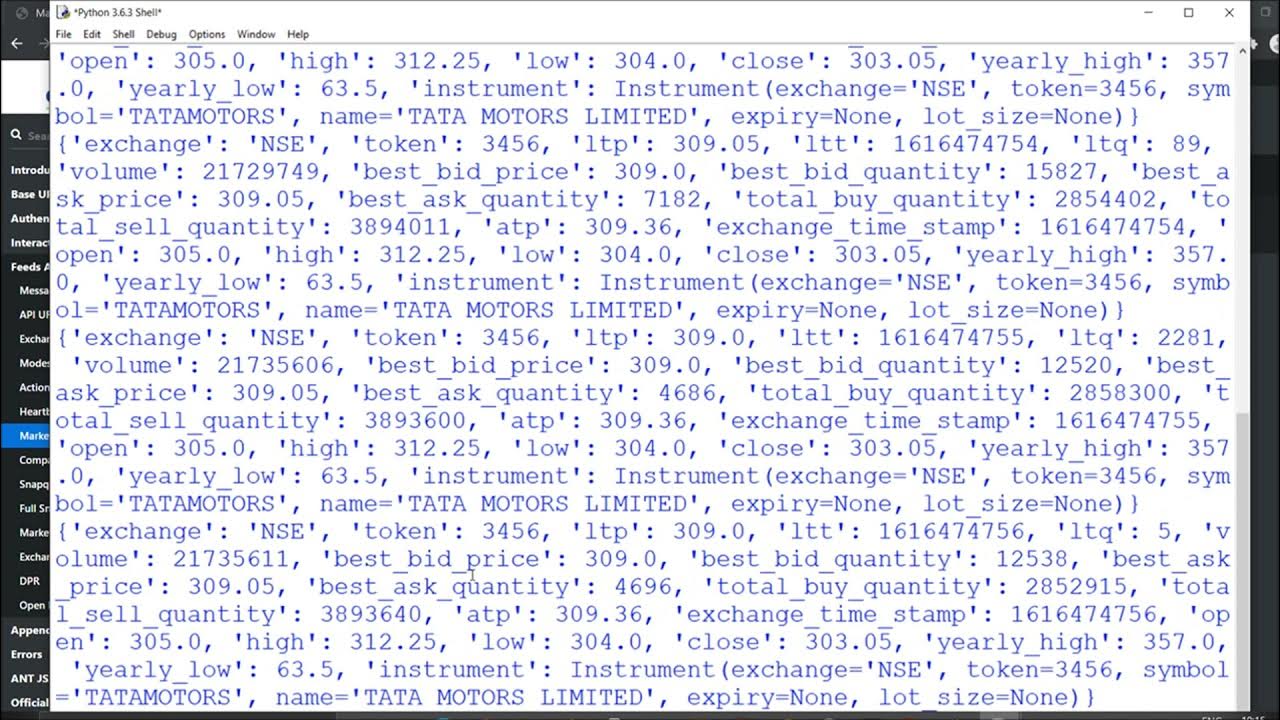 WebSocket Streaming Data Quote Update Live Feed Alice Blue API in ...