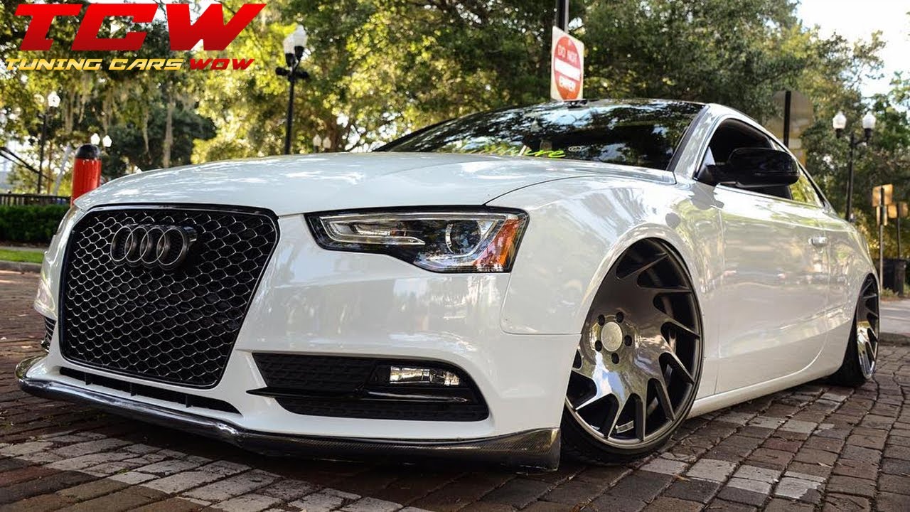 White Audi A5 Bagged on Grey Rotiform Rims Project by Matthew - YouTube