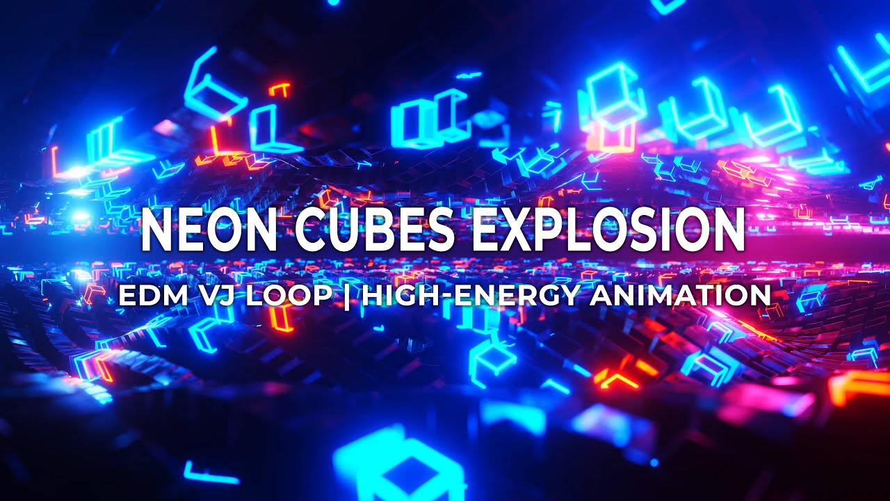 Neon Cubes Explosion | EDM VJ Loop | High-Energy Animation - YouTube