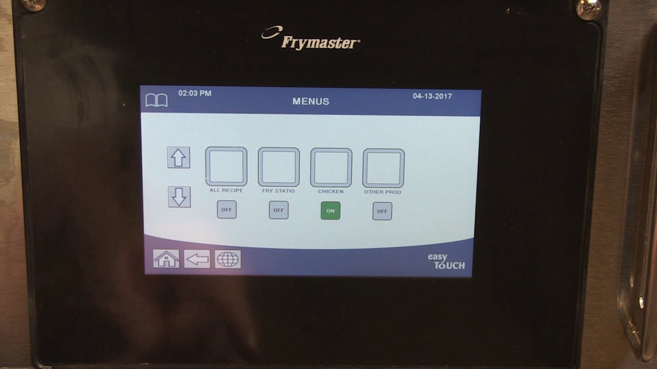 Changing Products, Menus on Frymaster FilterQuick Fryer with FQ4000 ...