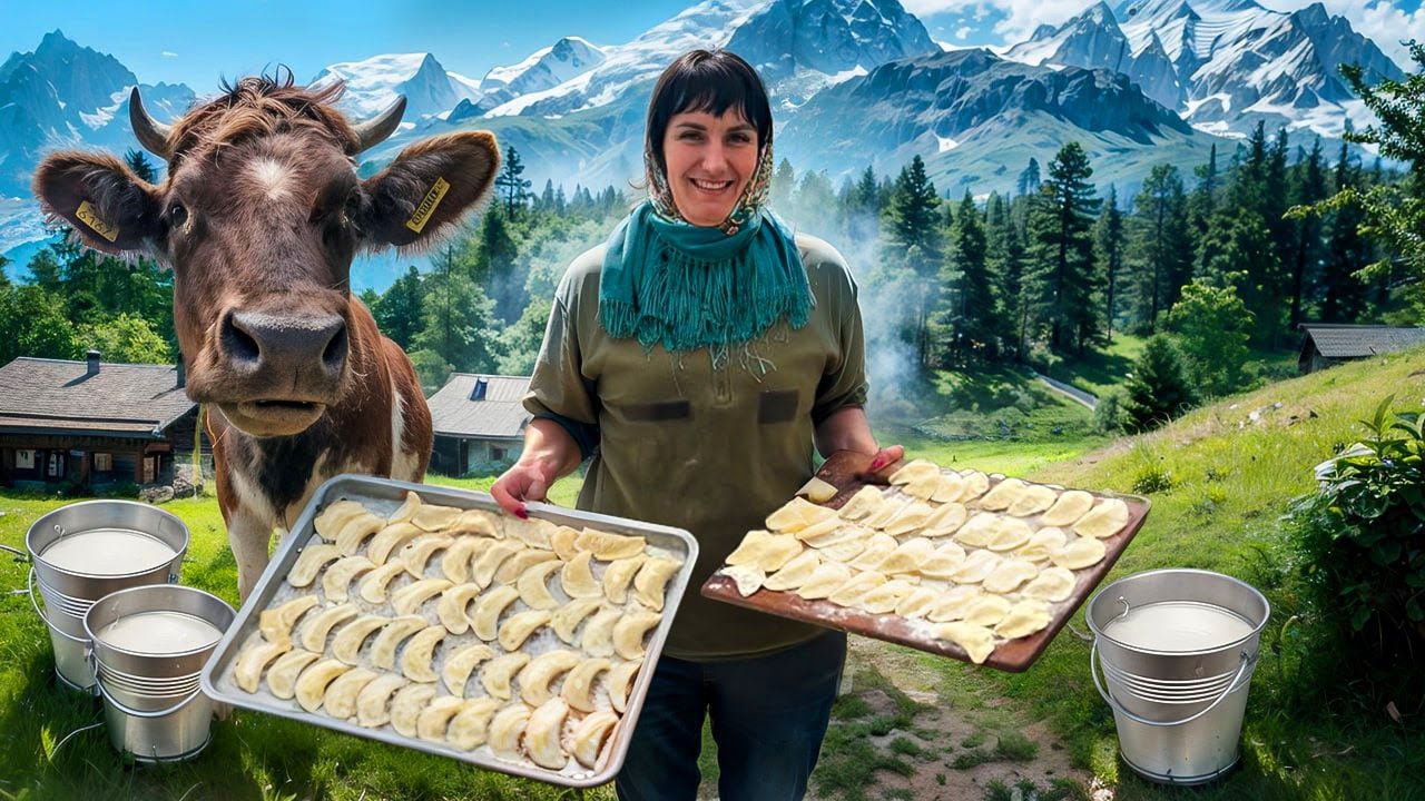 Cooking Healthy and Delicious Dishes with Fresh Milk! Varenyky. Village ...